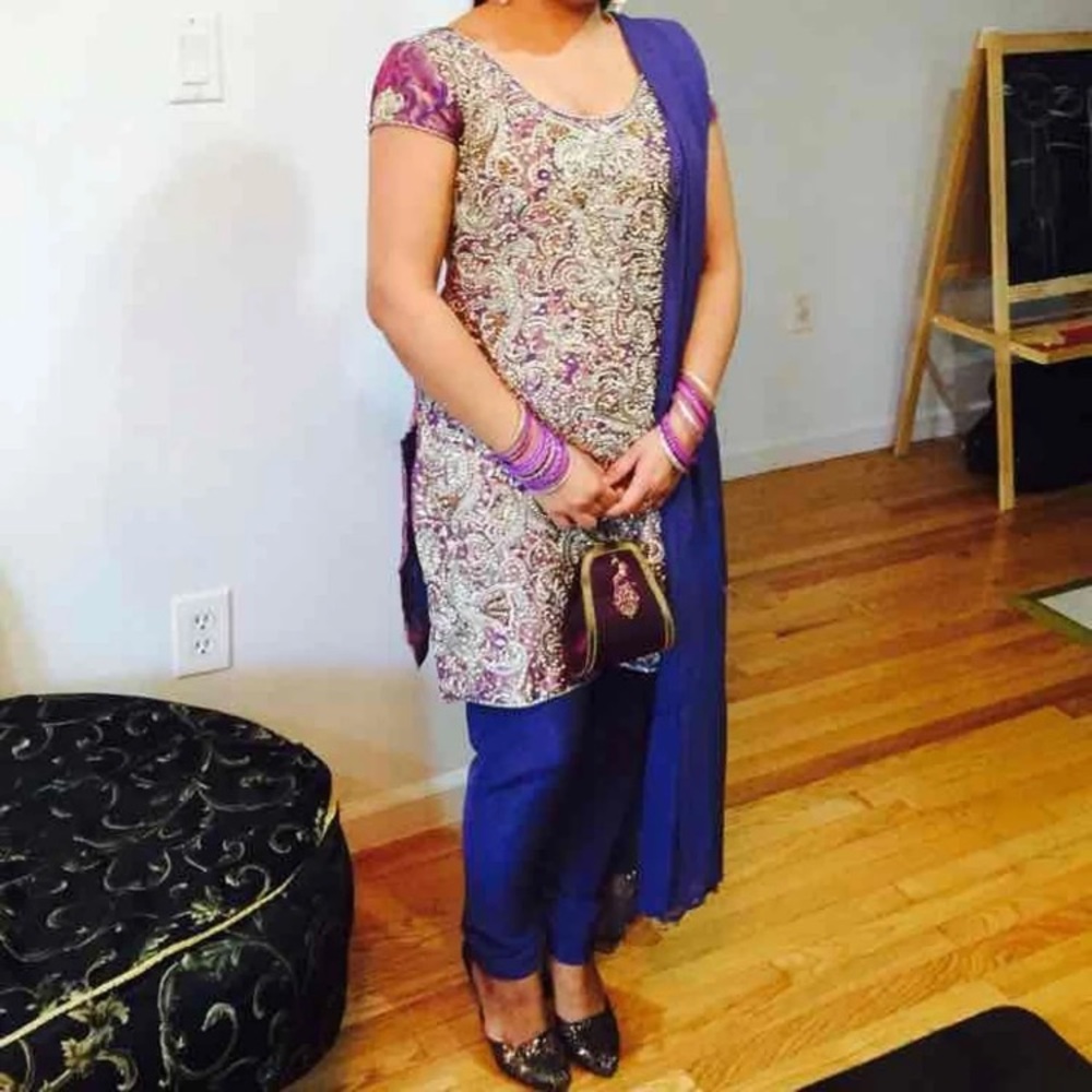 Indian Pakistani Purple Pajami Suit - Gem